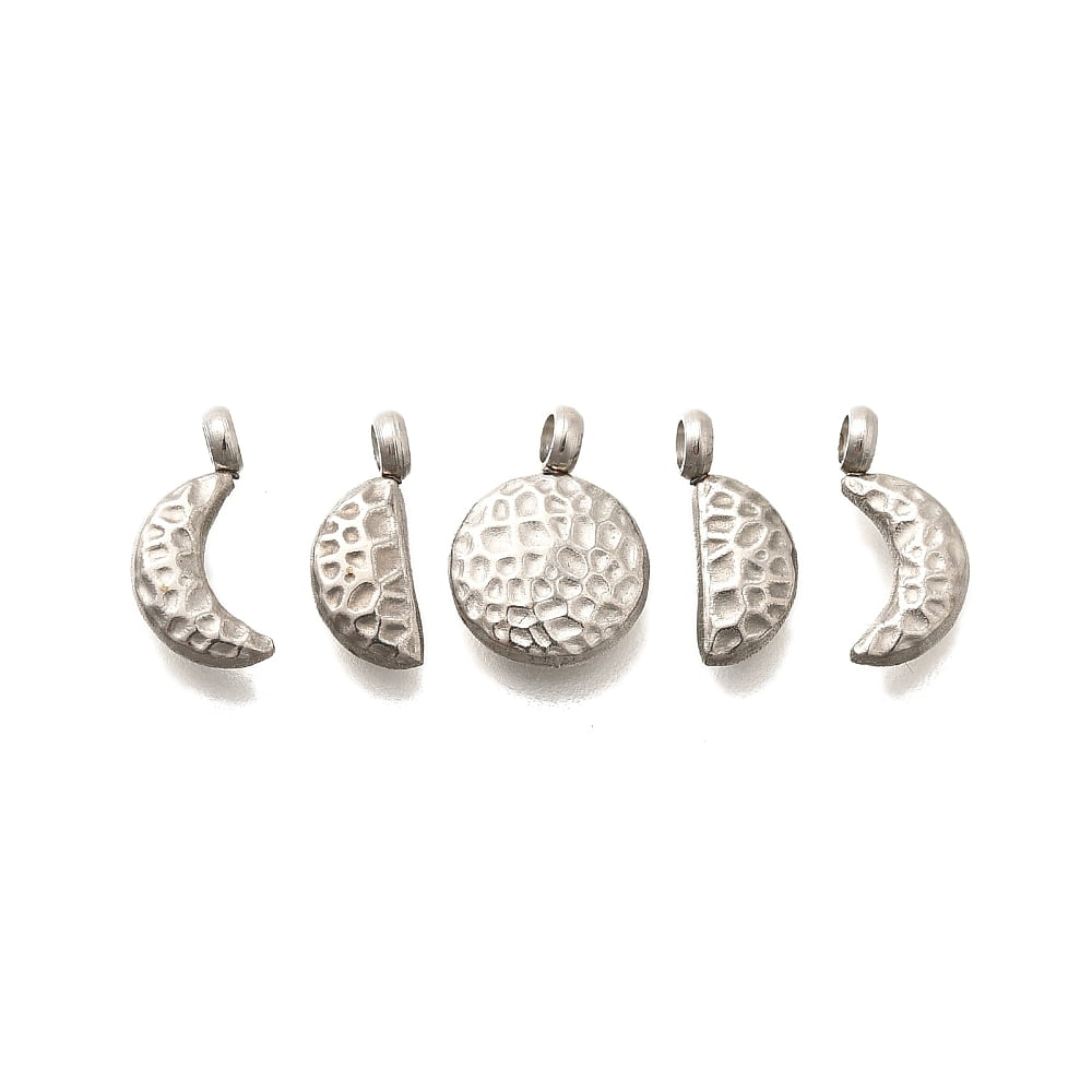 5pcs 304 Stainless Steel Charms Moon Phase Charm Stainless Steel color ...