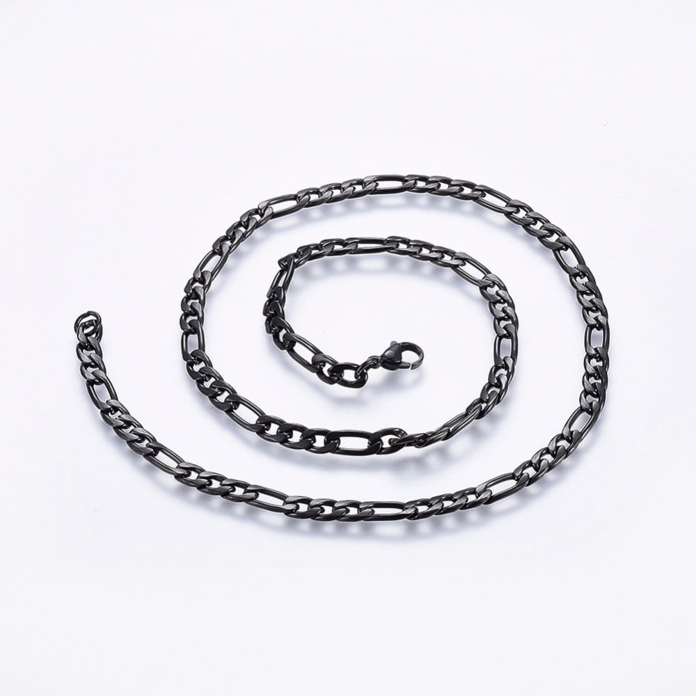 5pcs 304 Stainless Steel Figaro Chain Necklaces PVD Vacuum Plating with ...