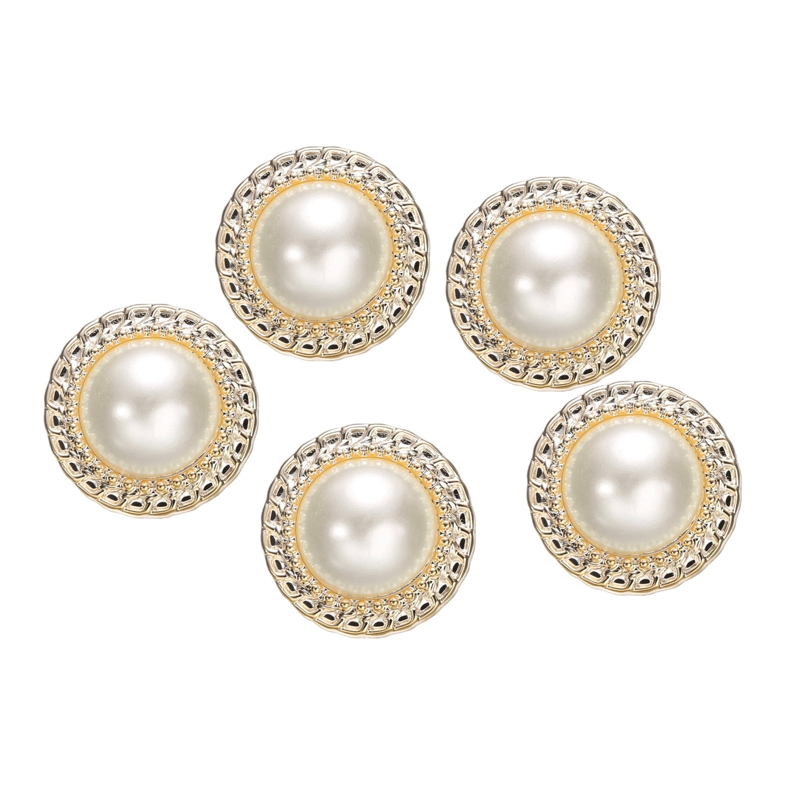 5pcs 34L Gold White Faux Pearl Buttons 21mm 7/8" Dia 0.55" Thick ...