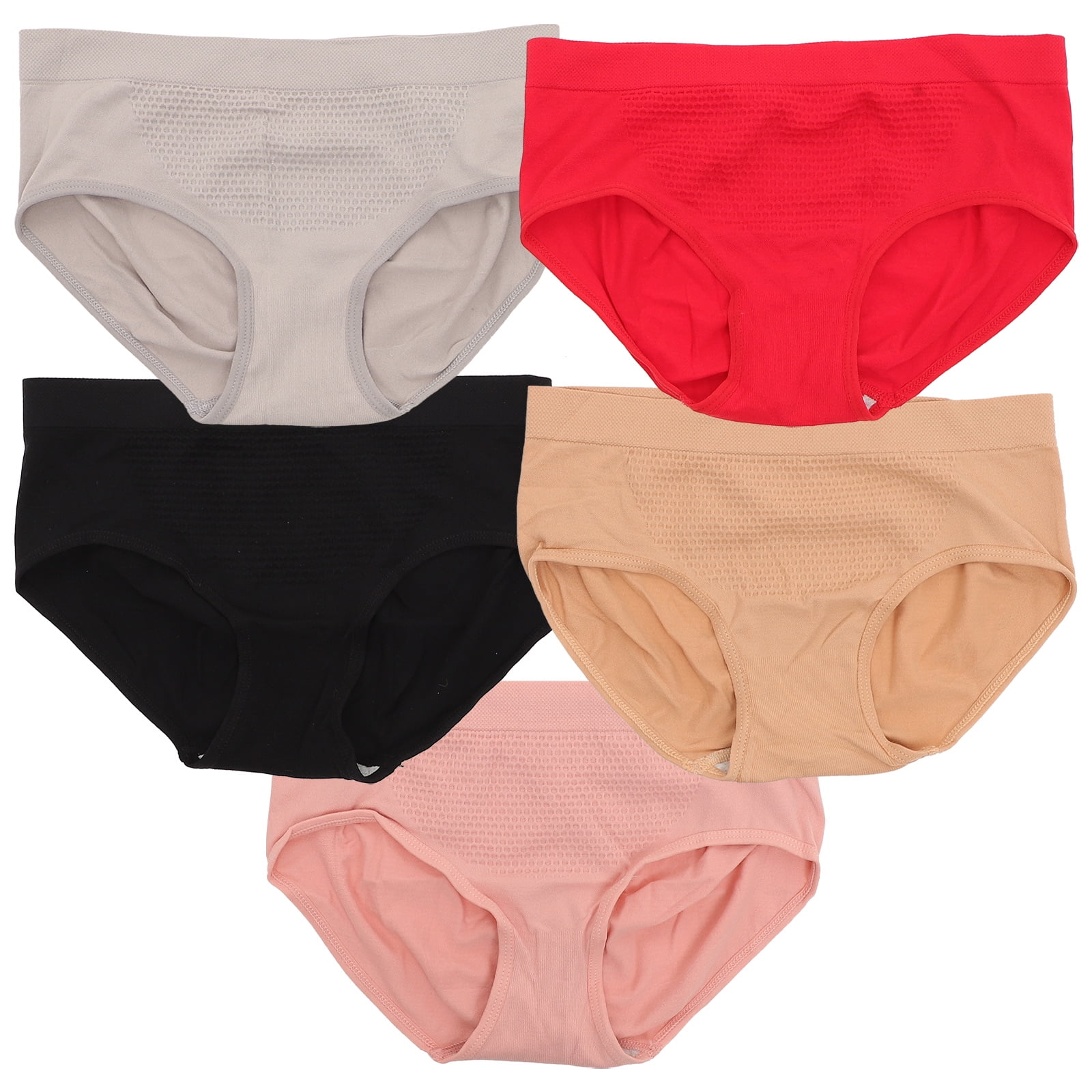 5pcs 3D Seamless Briefs Honeycomb Design Middle Waist Panties Warm ...