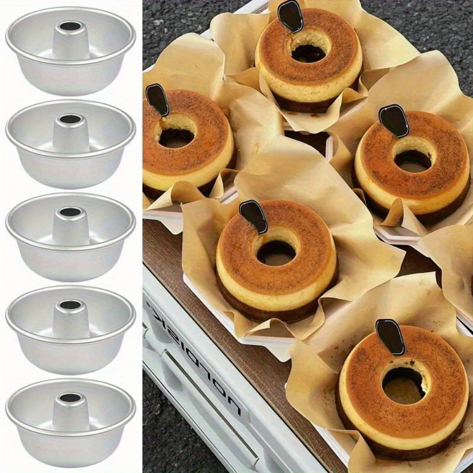 5pcs 4.5-Inch Angel Hollow Cake Trays - Aluminum Alloy Non-Stick Donut ...