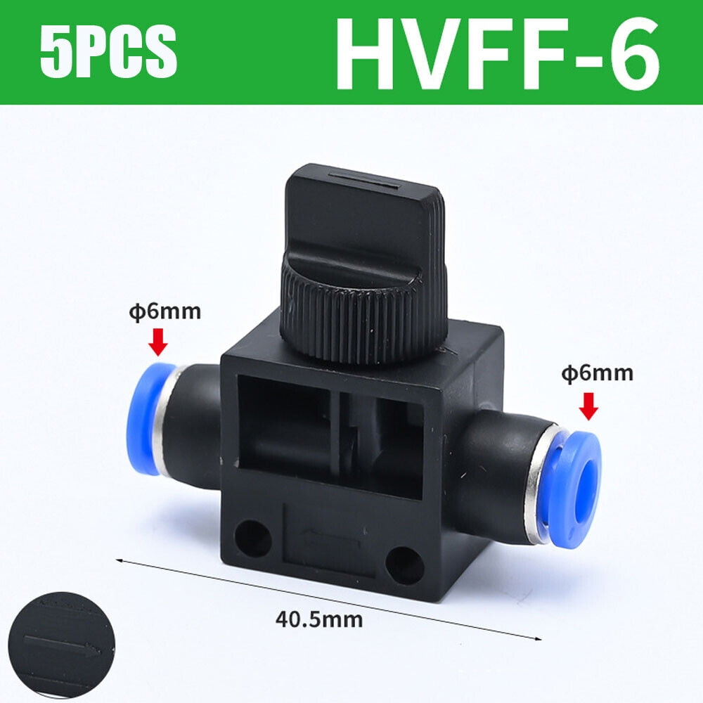 5pcs 4/6/8/10/12mm Pneumatic in Line Ball Valve Hose Push-in Fittings ...
