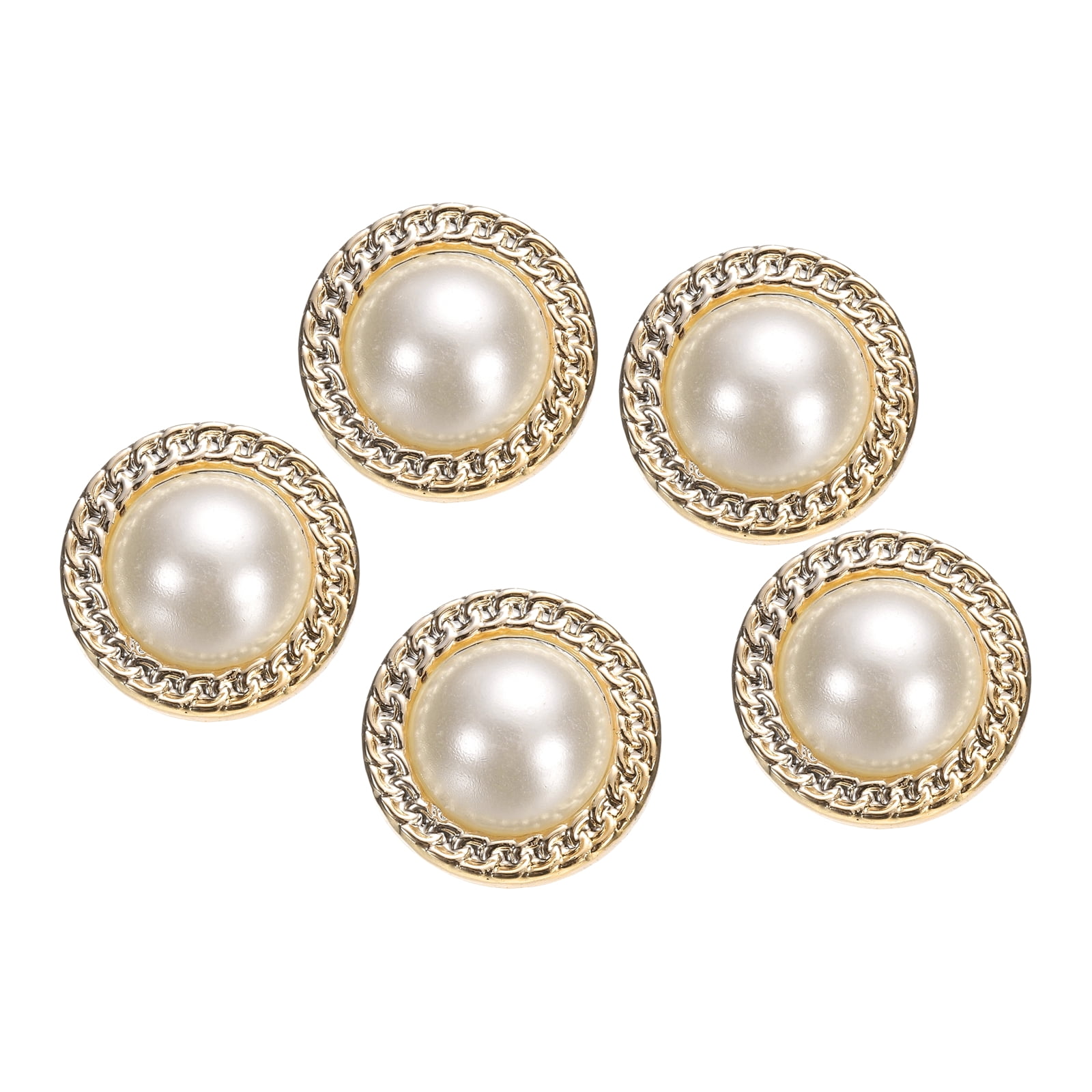 5pcs 40L Gold White Faux Pearl Buttons 25mm 1" Dia 0.47" Thick Plastic ...