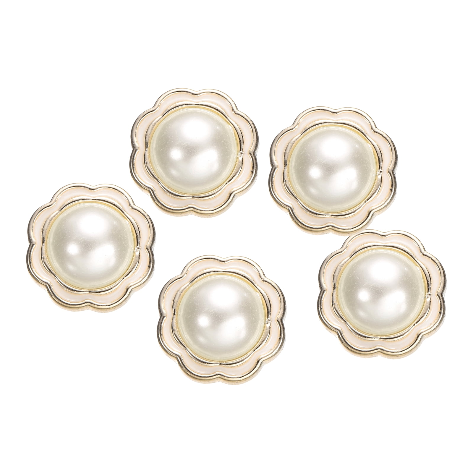 5pcs 40L Gold White Faux Pearl Buttons 25mm 1" Dia 0.61" Thick Plastic ...