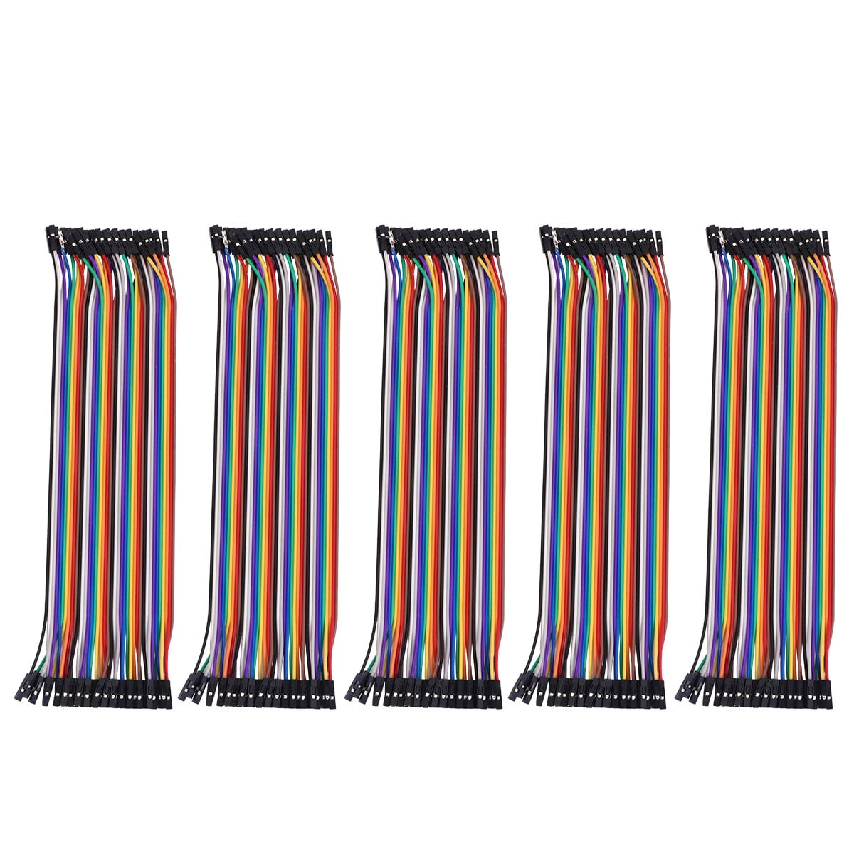 5pcs 40P Breadboard Jumper Wires 20cm Female to Female Rainbow Cable ...