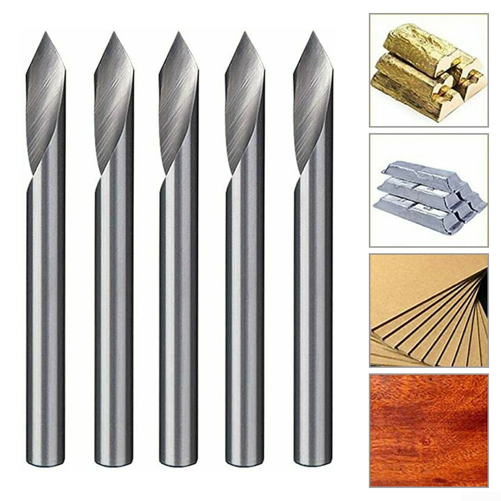 5pcs 45 Deg V Groove Engraving Tool Flat Bottom CNC Spiral Router Bits ...