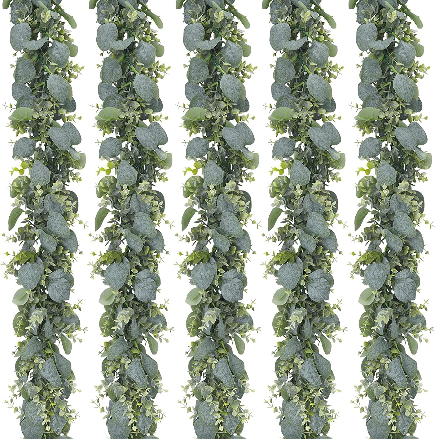5pcs 5.5ft Artificial Eucalyptus Garland Fake Silver Dollar Eucalyptus ...