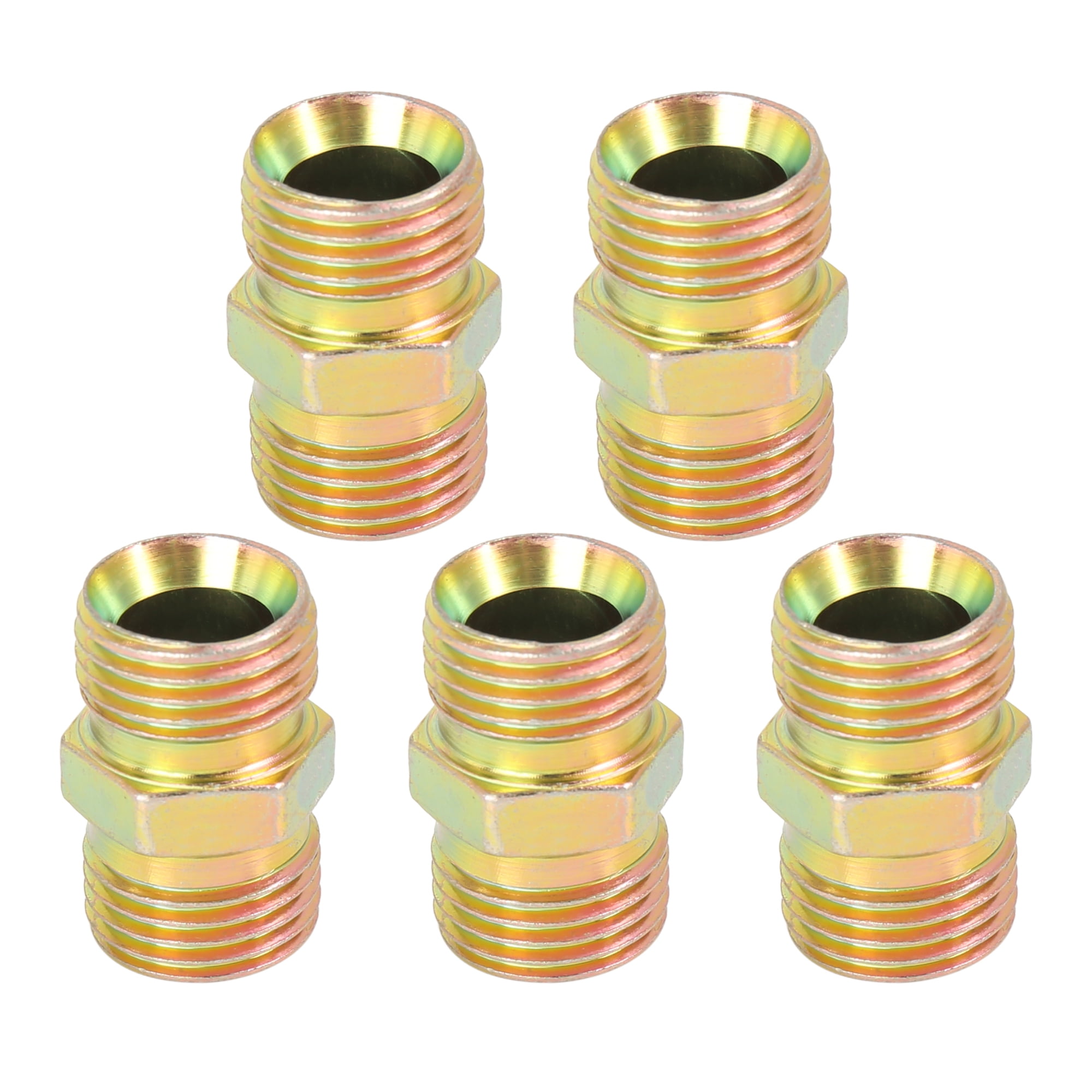 Unique Bargains 5pcs 5/8'' Male to Male Thread Straight Iron Hose Pipe ...