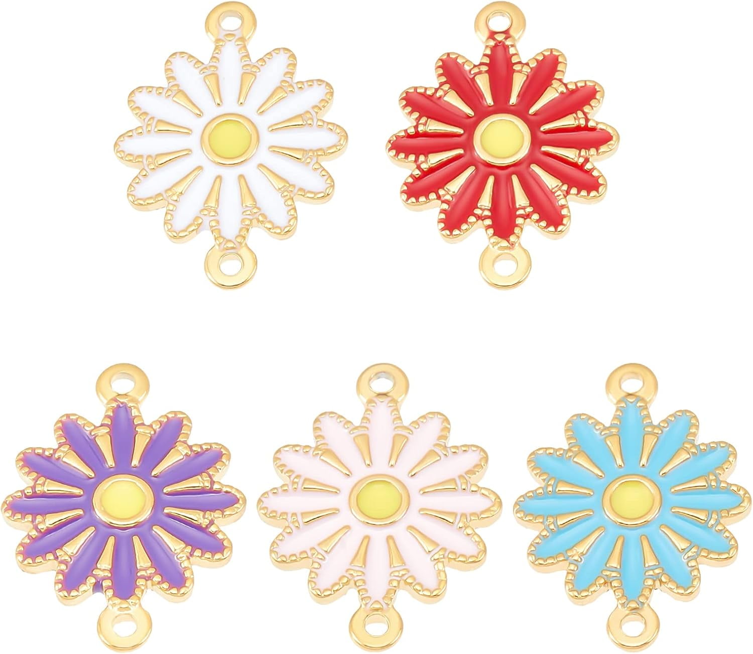 5pcs 5 Colors Flower Connector Charms Stainless Steel Floral Daisy ...