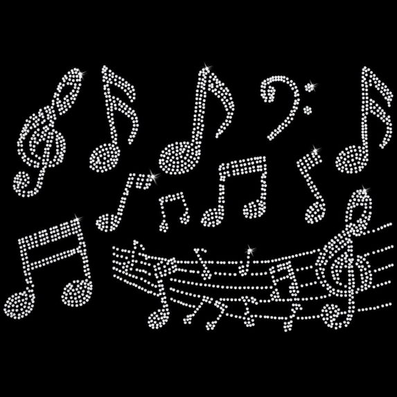 5pcs 5 Sheet Music Notes Rhinestone Iron on Transfers Glitter Music ...
