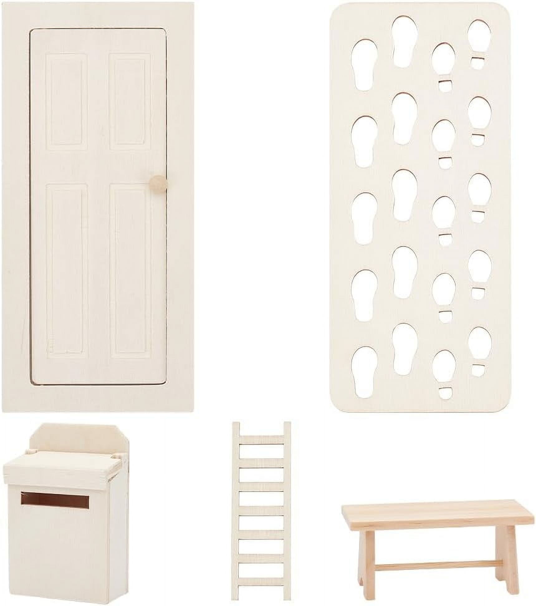 5pcs 5 Styles Dollohouse Door Kit Mini Wood Ladders Door Table Set ...