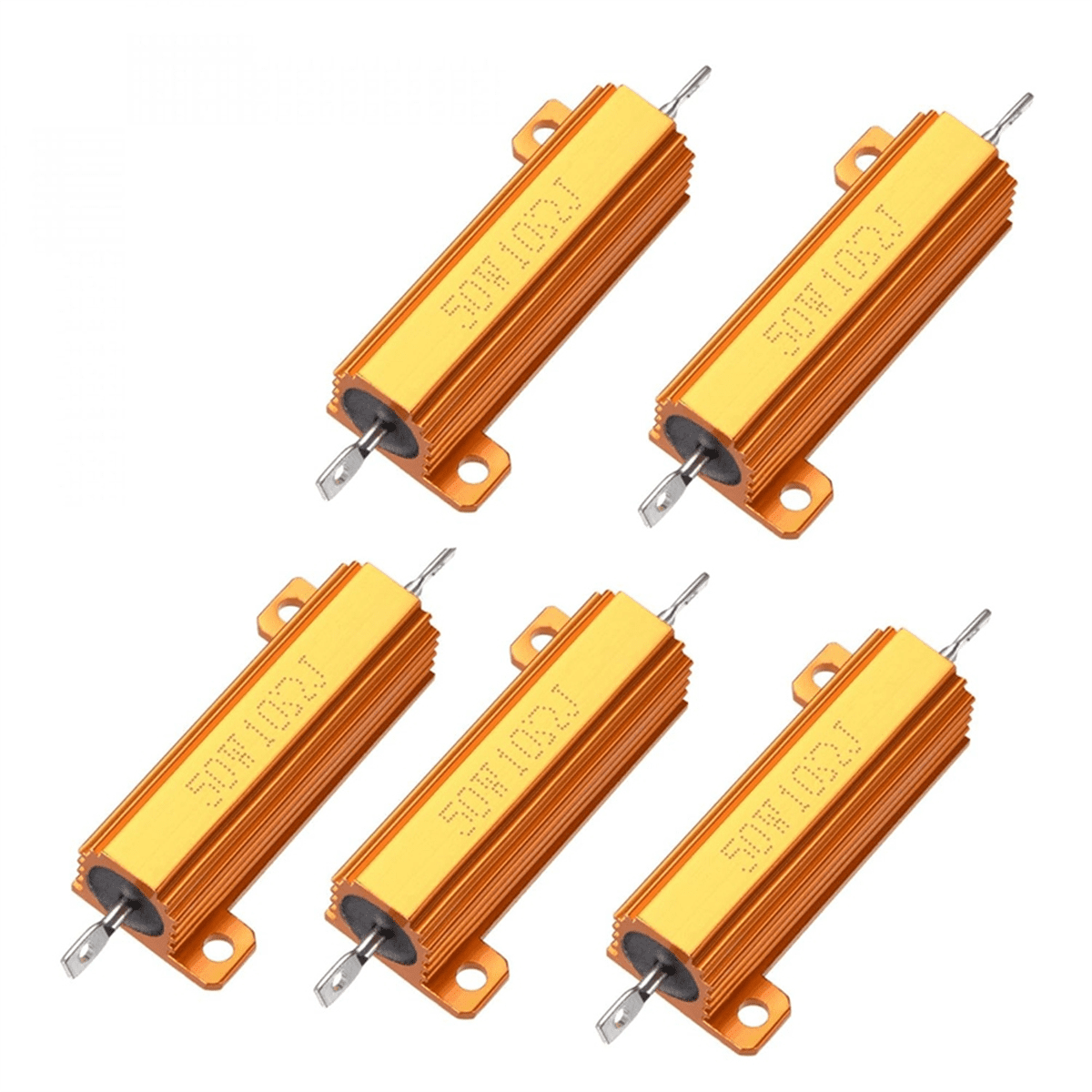 5pcs 50W 10 Ohm 5% Aluminum Housing Case Resistor, Wirewound Resistors ...
