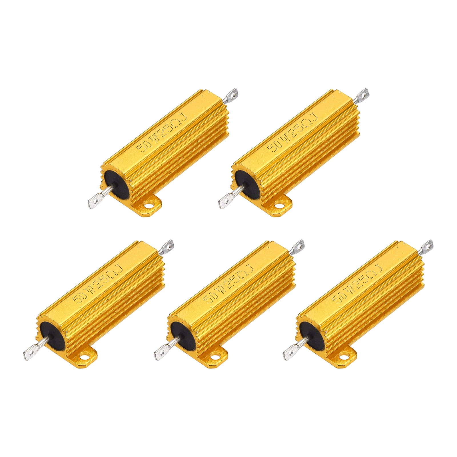 5pcs 50W 25 Ohm 5% Aluminum Housing Case Resistor, Wirewound Resistors ...