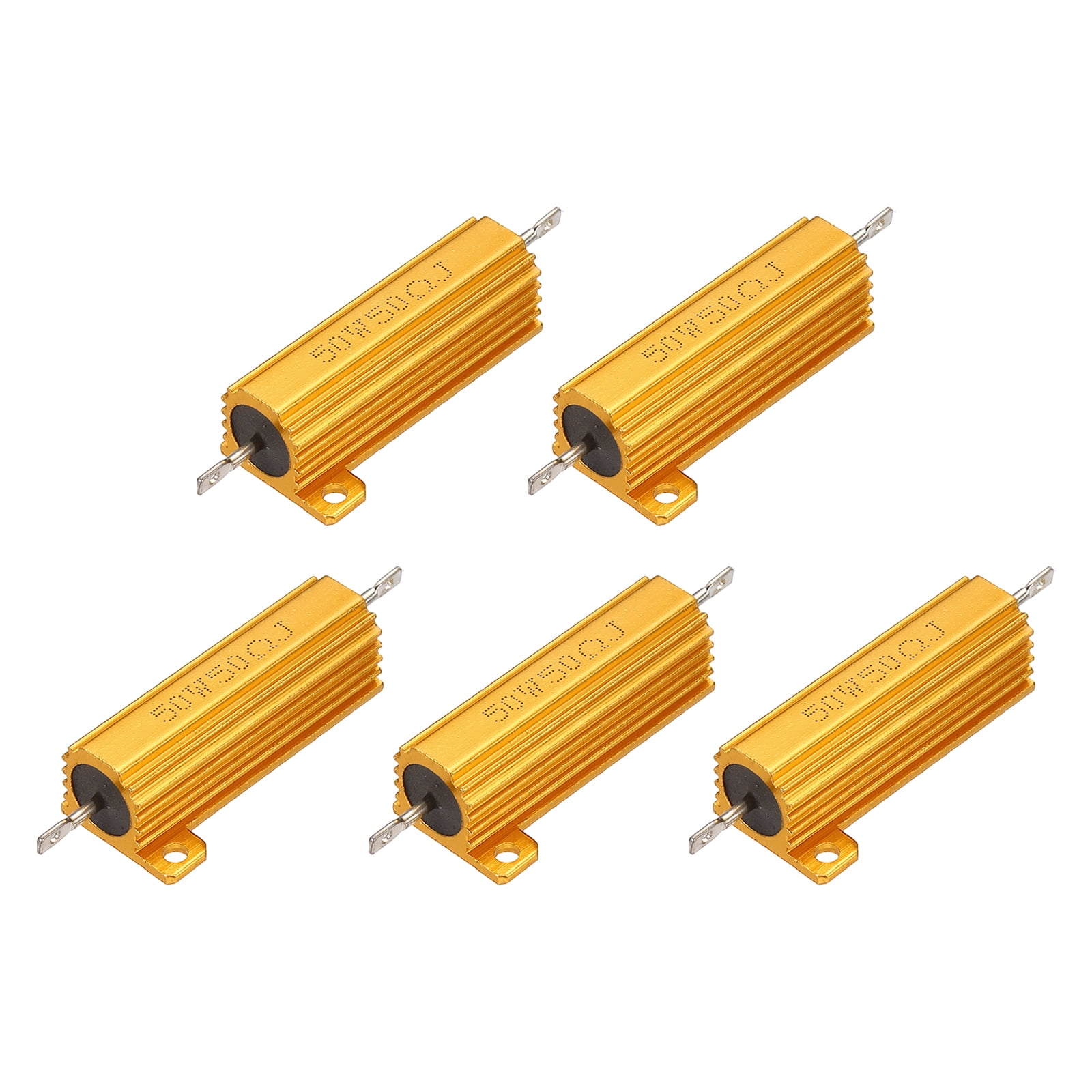 5pcs 50W 50 Ohm 5% Aluminum Housing Case Resistor, Wirewound Resistors ...