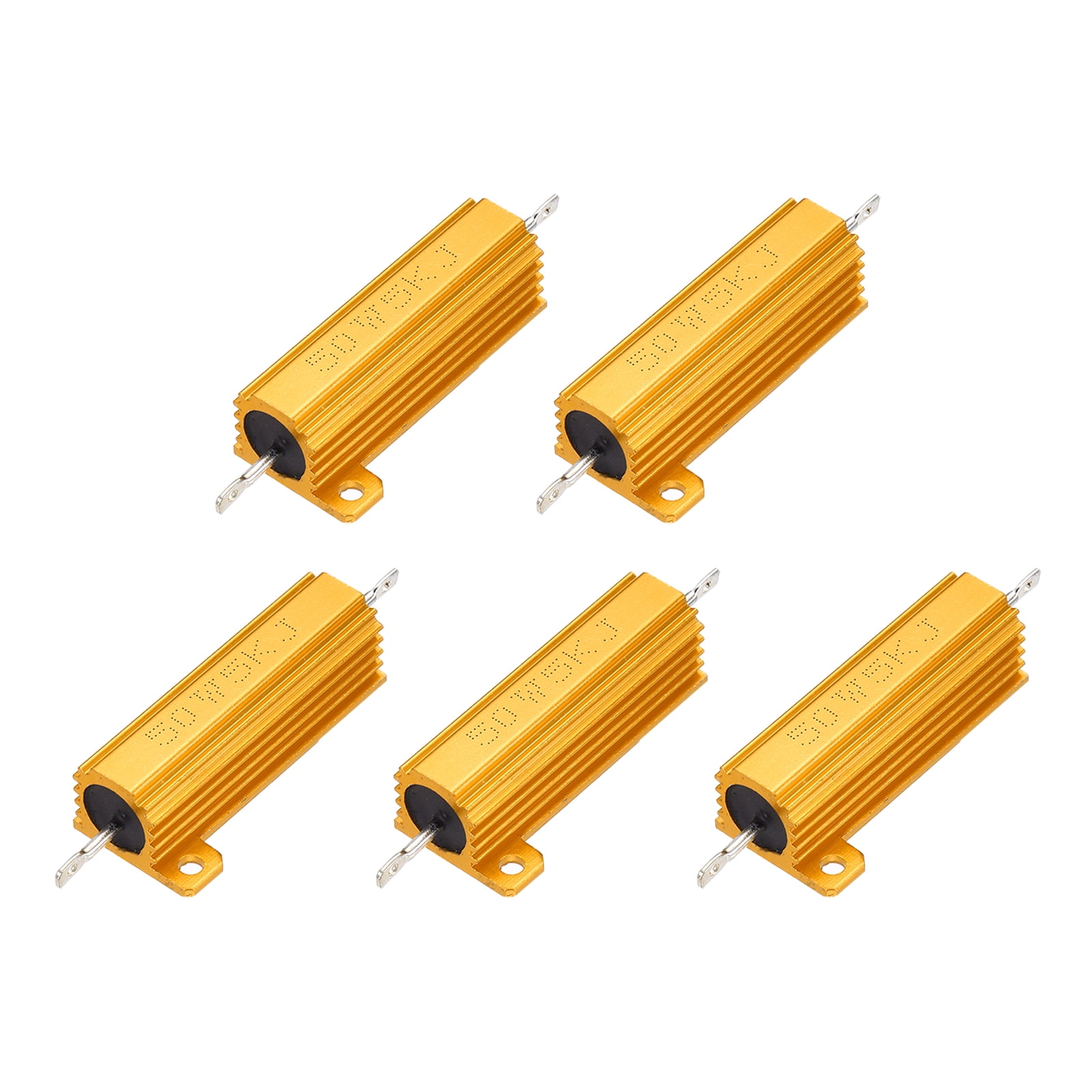 5pcs 50W 5K Ohm 5% Aluminum Housing Case Resistor, Wirewound Resistors ...