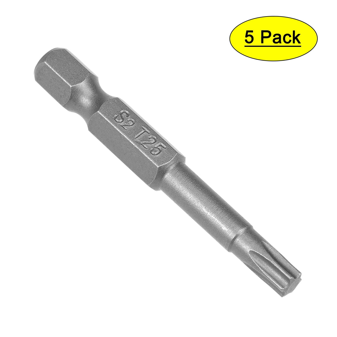 5pcs 50mm 1/4" Hex Shank T25 Magnetic Torx Head Screwdriver Bits S2 ...