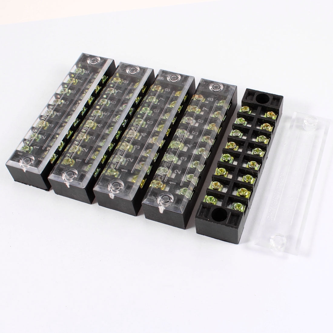 5Pcs 600V 15A 8 Positions 8P 2 Rows Barrier Terminal Wiring Board Block ...