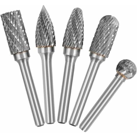 5pcs 6mm Shank 10mm Head Tungsten Carbide Double Cut Rotary Burr Set ...