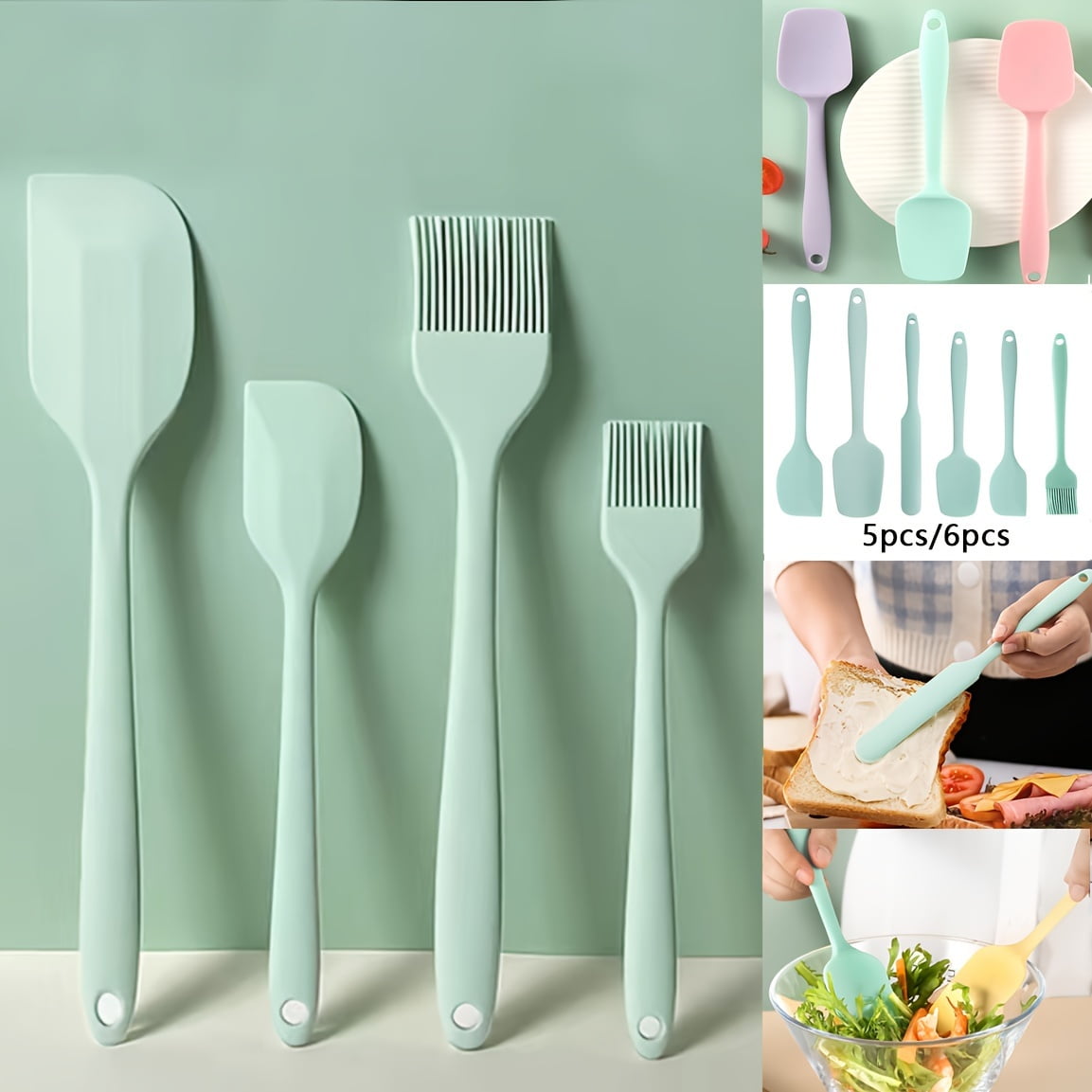 5pcs/6pcs Nordic Color Silicone Kitchen Baking Set, Kitchenware ...