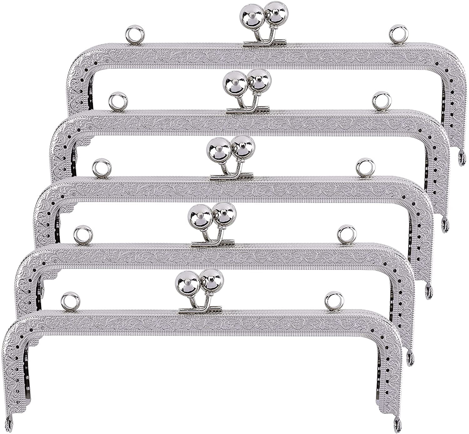 5pcs 7.8 Inch Metal Frame Kiss Clasp LockPurse Handle Frame Platinum ...