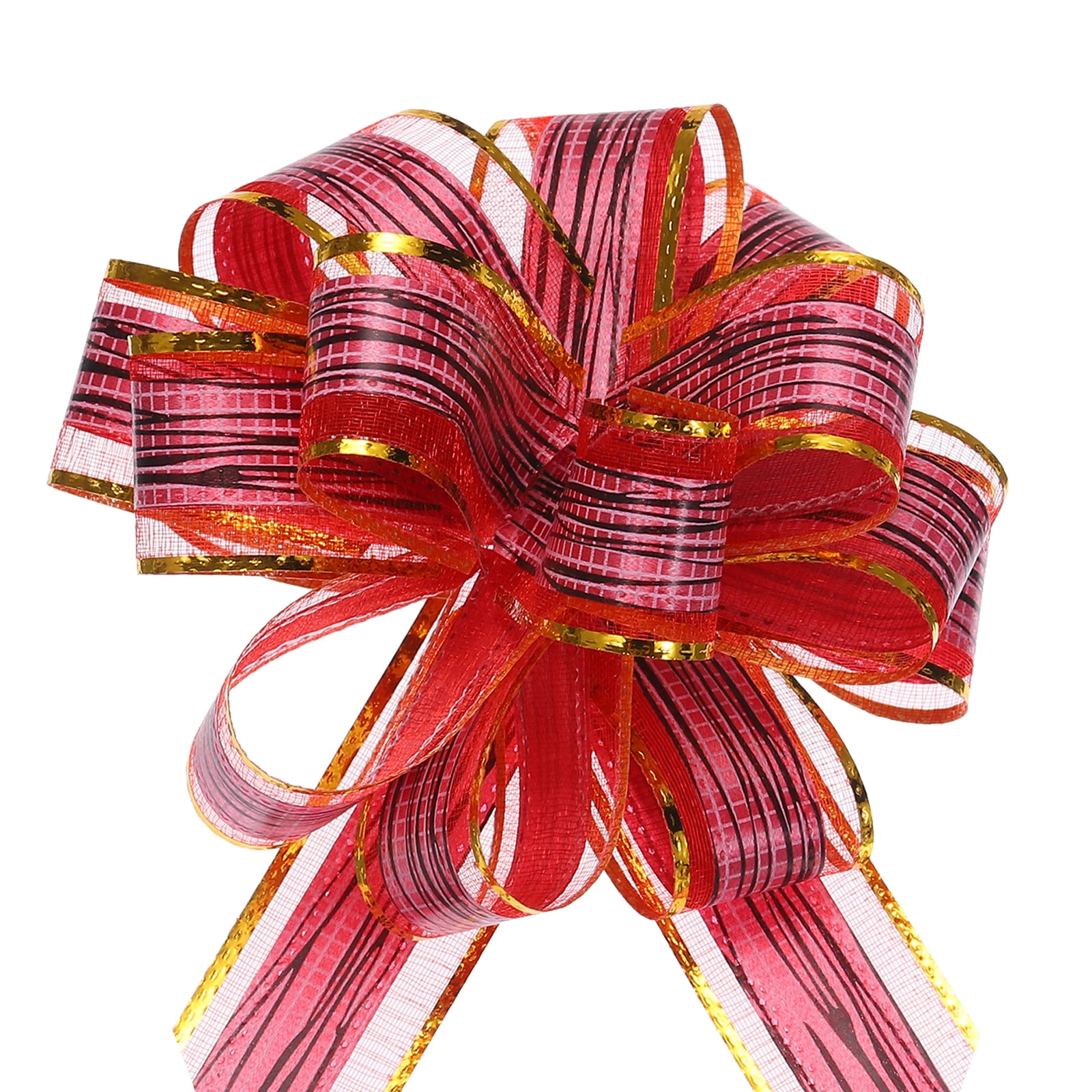 5pcs 7 Inch Large Pull Bow Gift Wrapping Bows Ribbon Organza Bows Wine ...