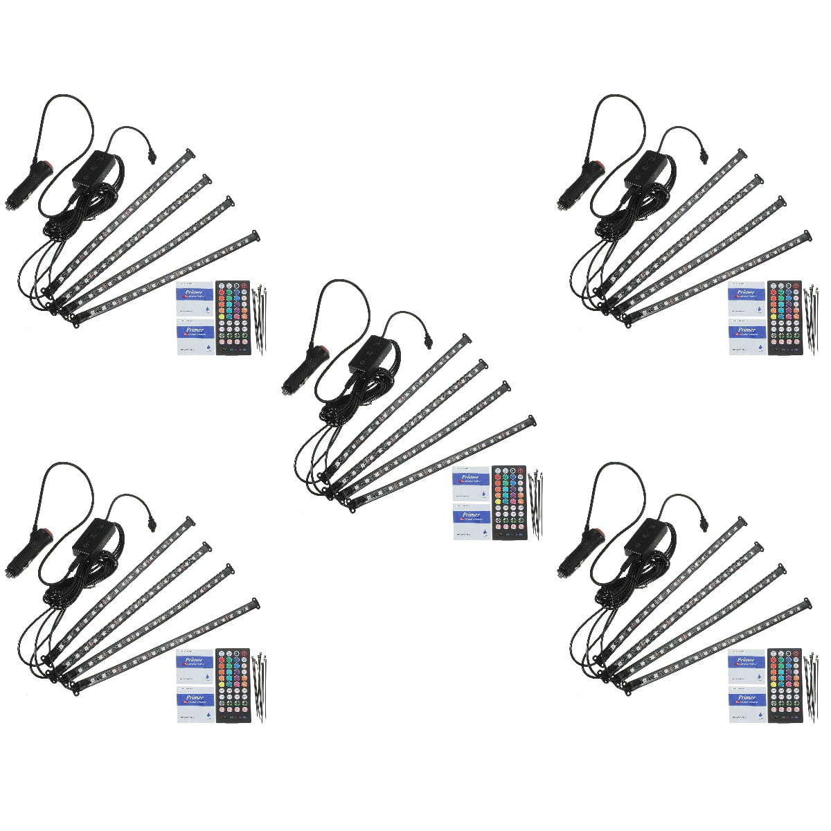 5pcs 72 LEDs DC 5V Multicolor Music Car Strip Light Under Dash Lighting ...