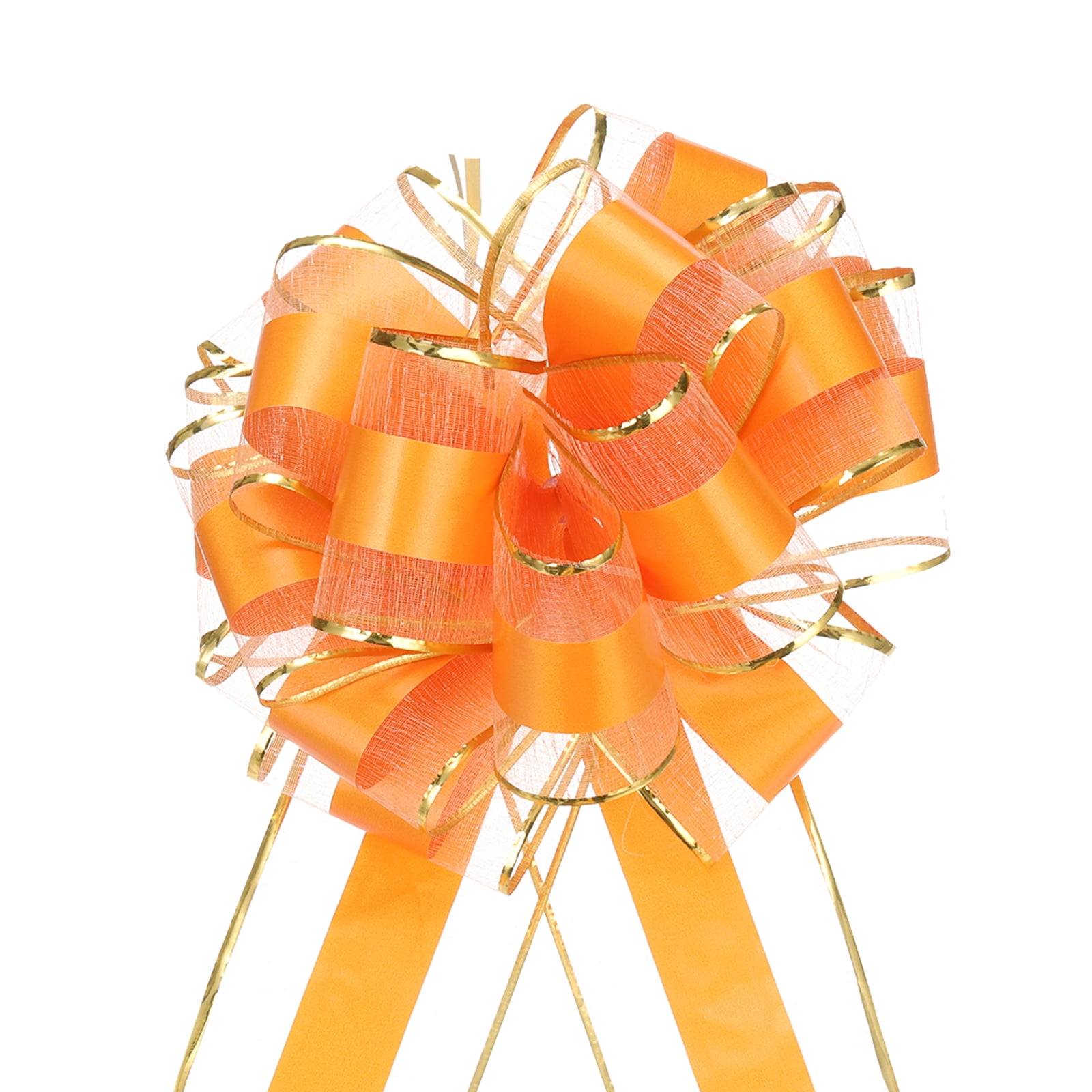 Uxcell 5Pcs 8" Large Pull Bows Gold Edge Organza Car Gift Wrapping ...