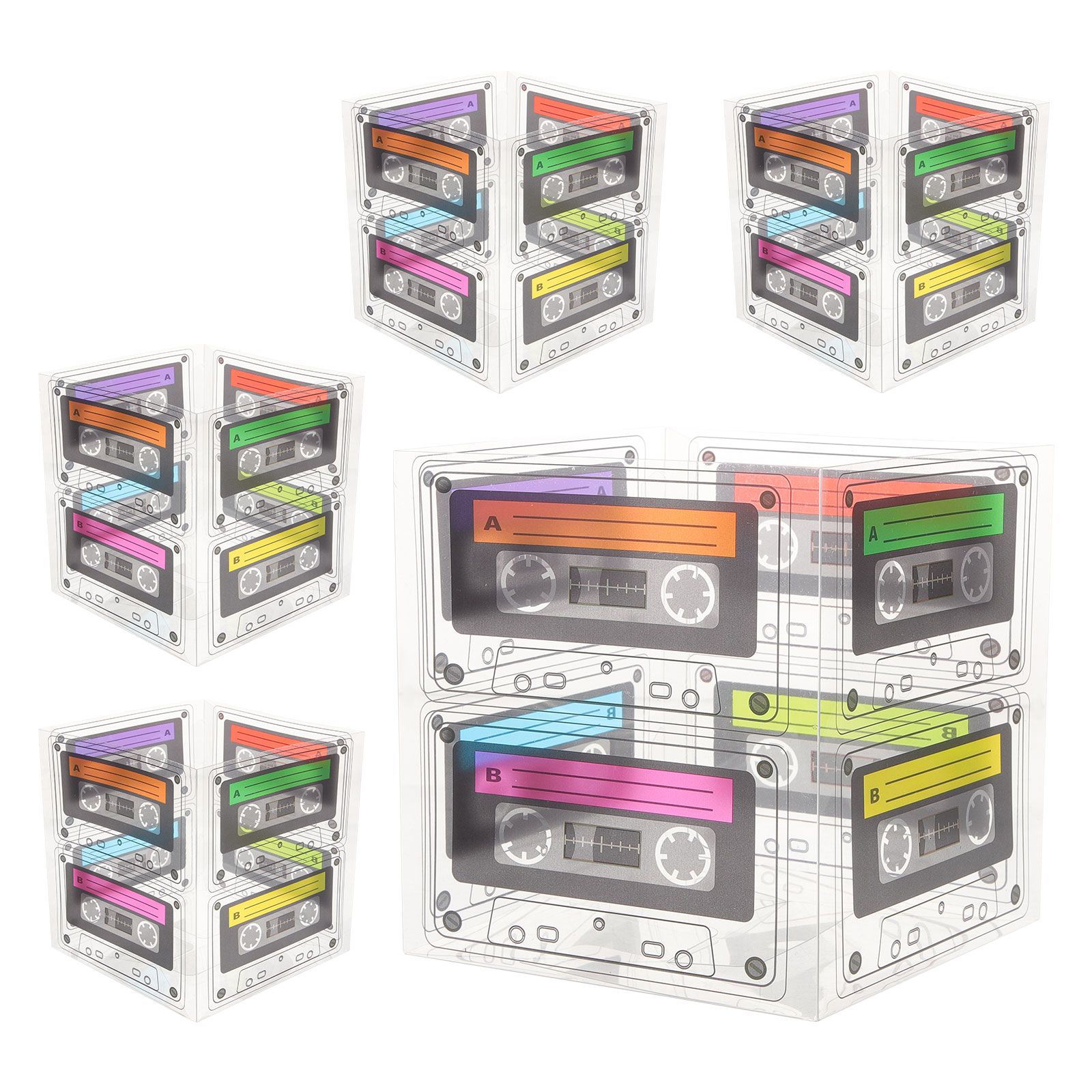 5pcs 80's Retro Cassette Tape Boxes Cassette Tape Candy Buckets Party ...