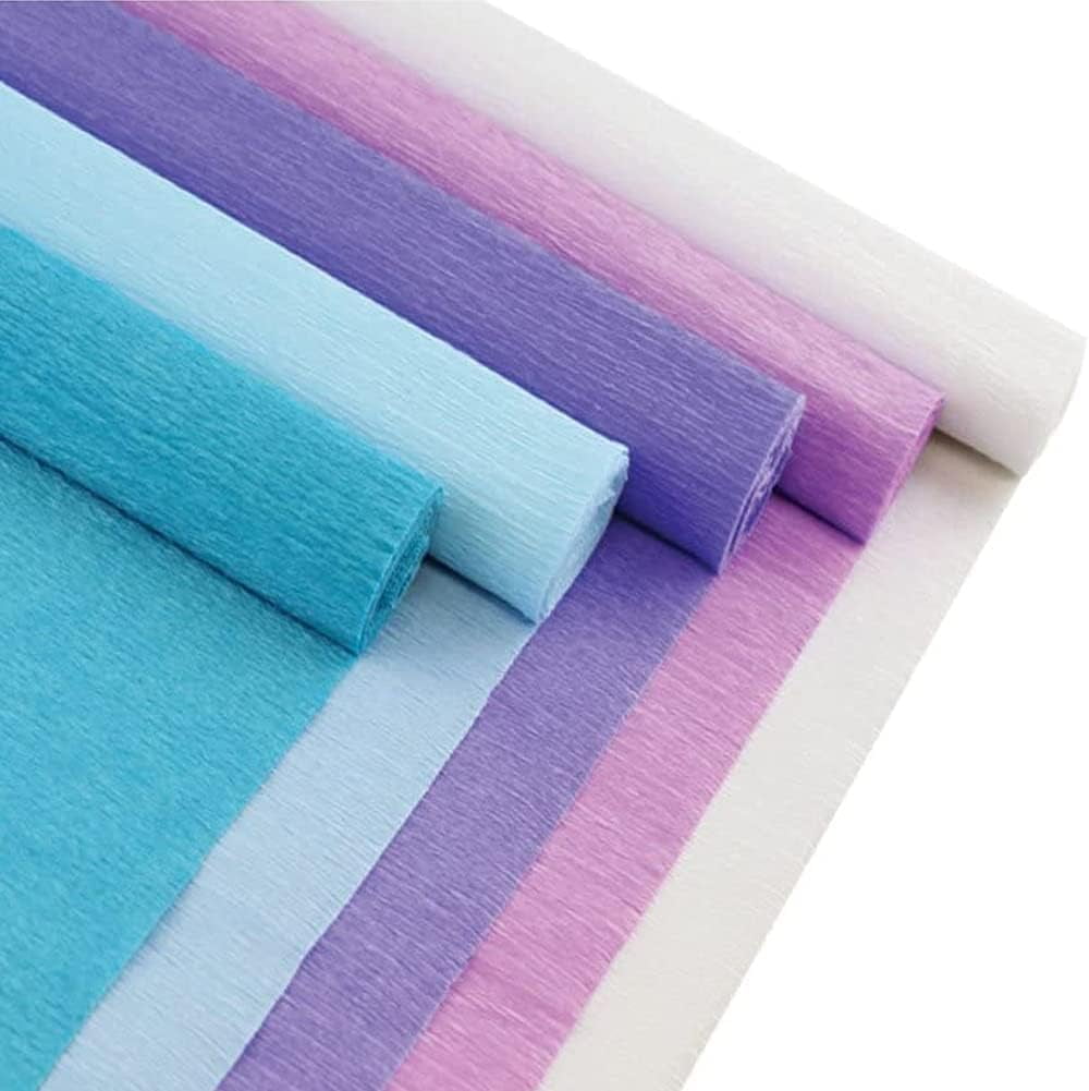 5pcs 90g Premium Crepe Paper Roll,Assorted Colors, 8ft Length/20in ...