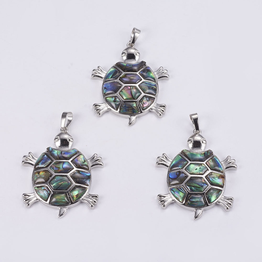 5pcs Abalone Shell/Paua Shell Pendants with Platinum Tone Brass Bail ...