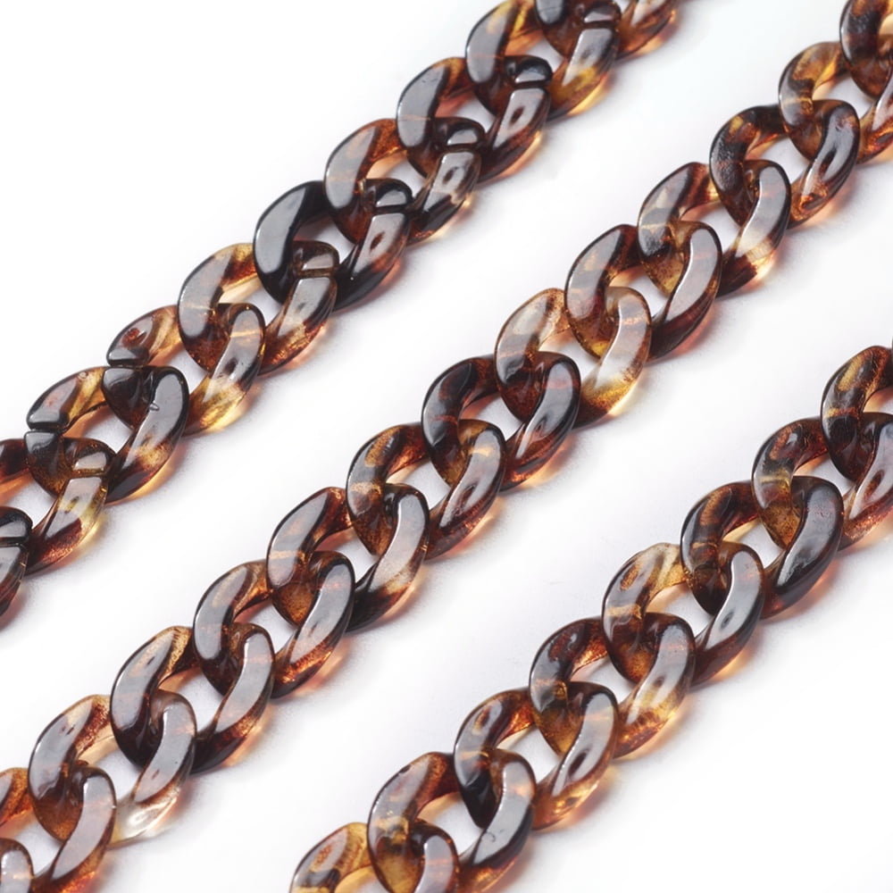 5pcs Acrylic Curb Chains Coconut Brown Link: 13x10~10.5x2.5~3mm about ...