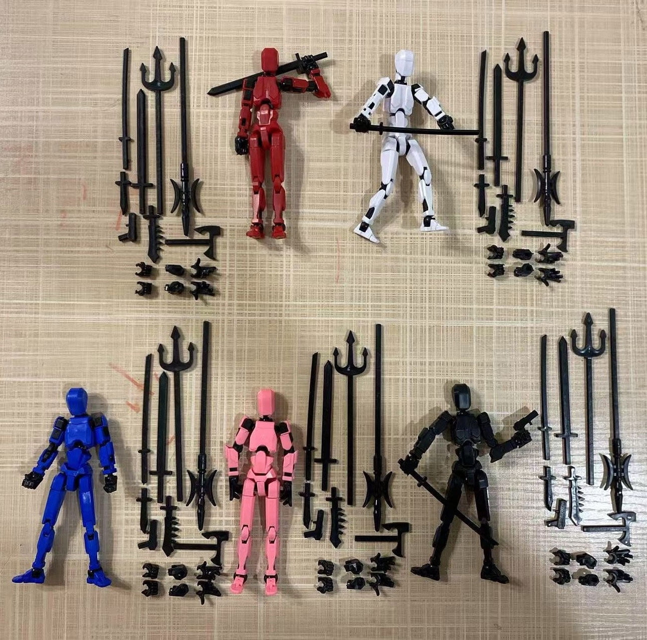 5pcs Action Figure Set With Weapons - Multi-Jointed, DIY Assembly Kit ...