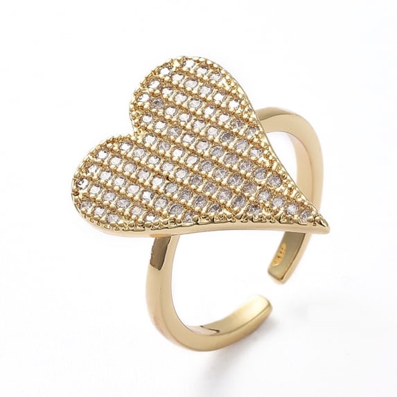 5pcs Adjustable Brass Cuff Finger Rings with Micro Pave Cubic Zirconia ...