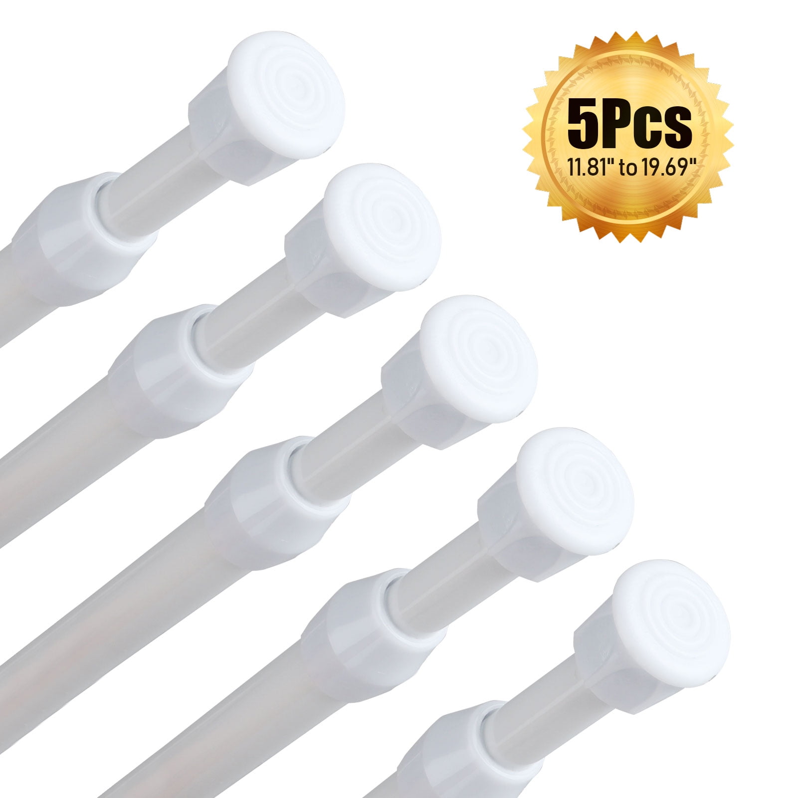 EEEkit 5pcs Heavy Duty Spring-Loaded Tension Rods, 11.8-19.7'' White ...