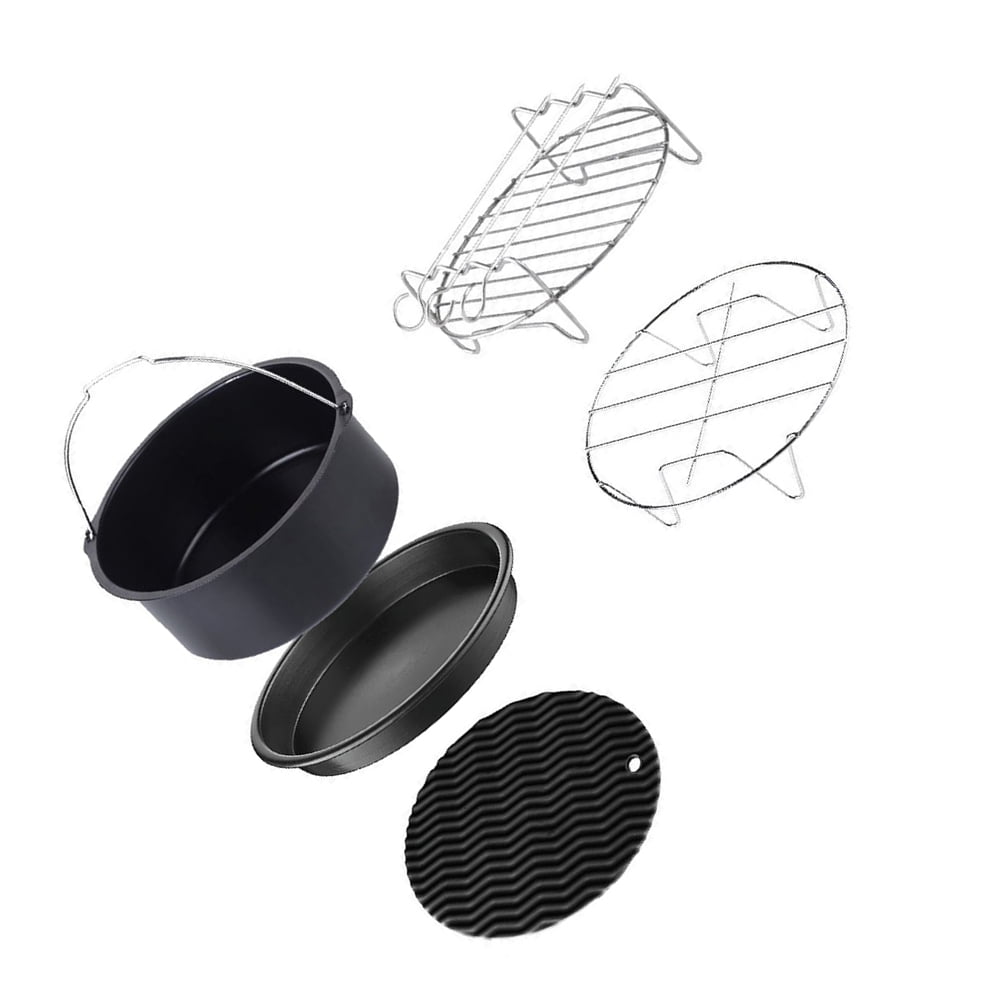 5pcs Air Fryer Accessories Baking 6 Inches Cake Basket Pizza Pan Tools ...