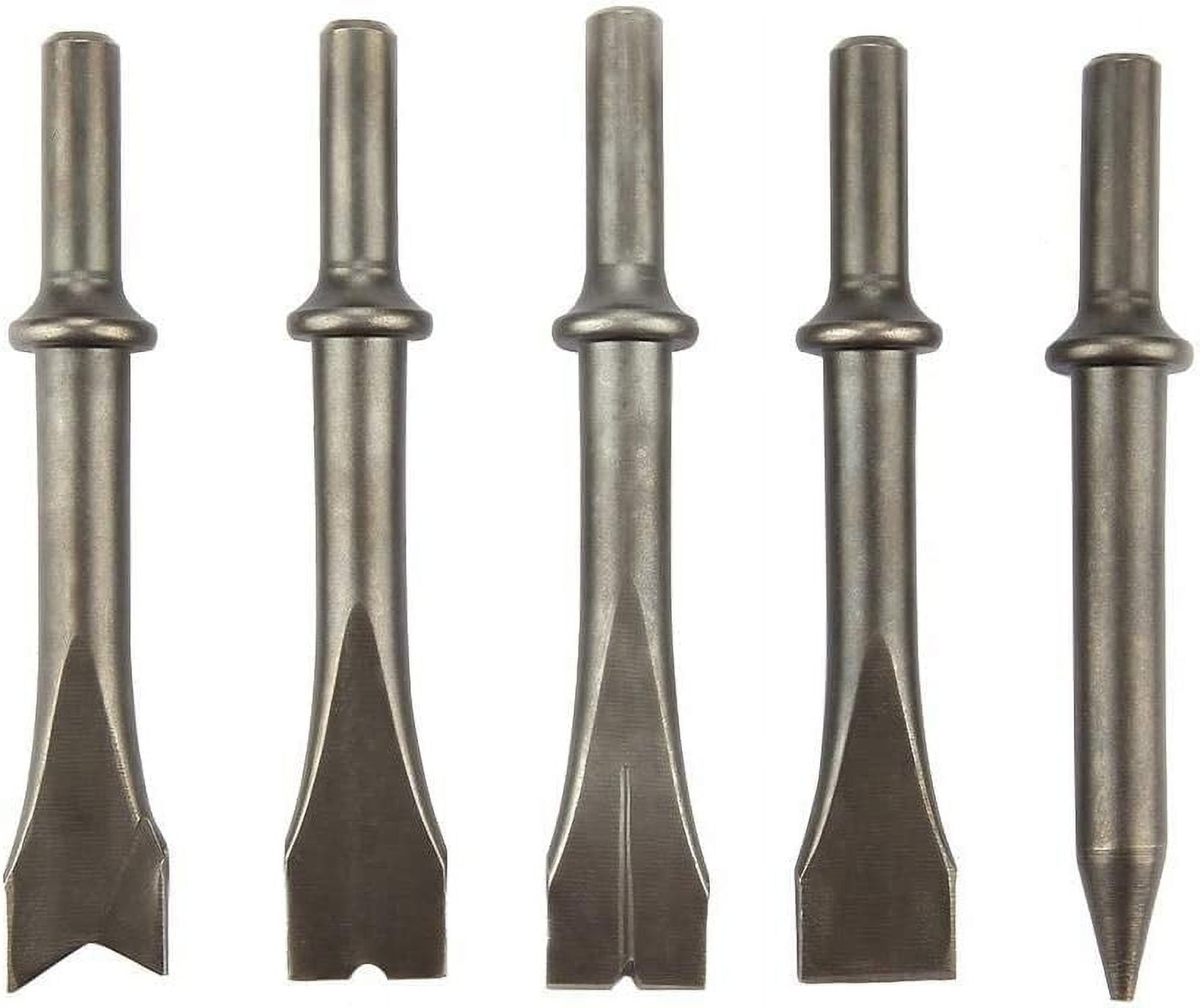 5pcs Air Hammer Chisel Set Pneumatic Hammer Bit Round Handle Molybdenum Steel Flat Head Punch ...