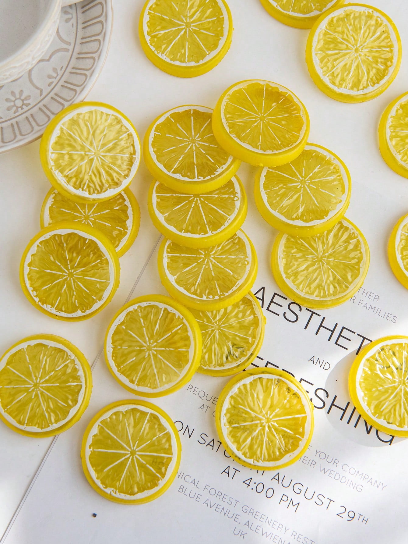 5pcs Artificial Plastic Lemon Slices Suitable For Spring Wedding Mother ...
