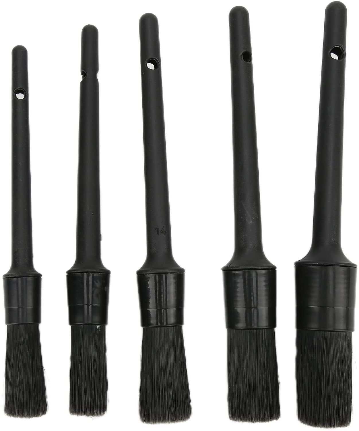5pcs Auto Detailing Brush Set Different Sizes Fiber Plastic Handle ...