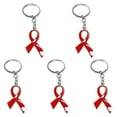 5pcs Awareness Day Commemorative Red Ribbon Bow Keychain Charm Pendant ...