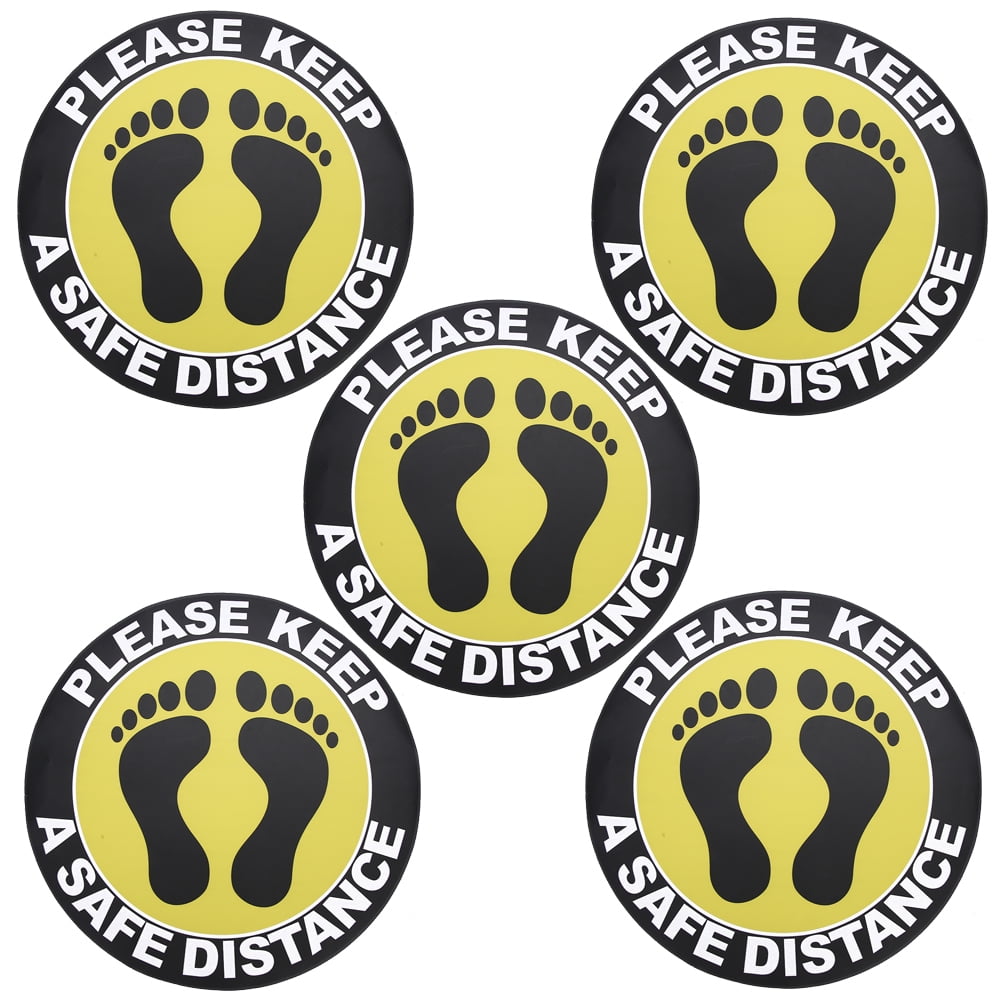 5pcs / Bag Distance Warning Floor Sticker Decal Safety Distance Sign ...