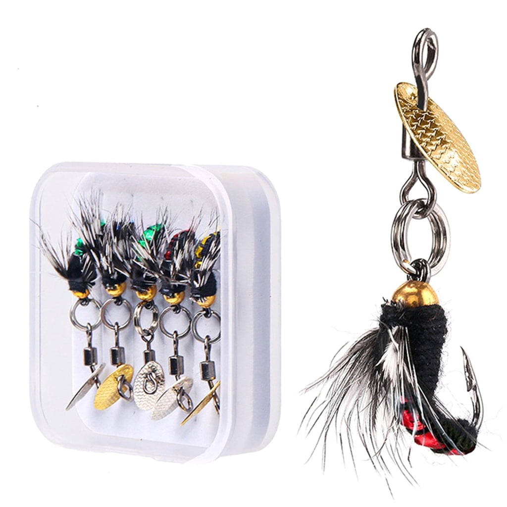 5pcs Baits Baits Natural Fly Fishing Lures Sequins Fishing Hooks for ...