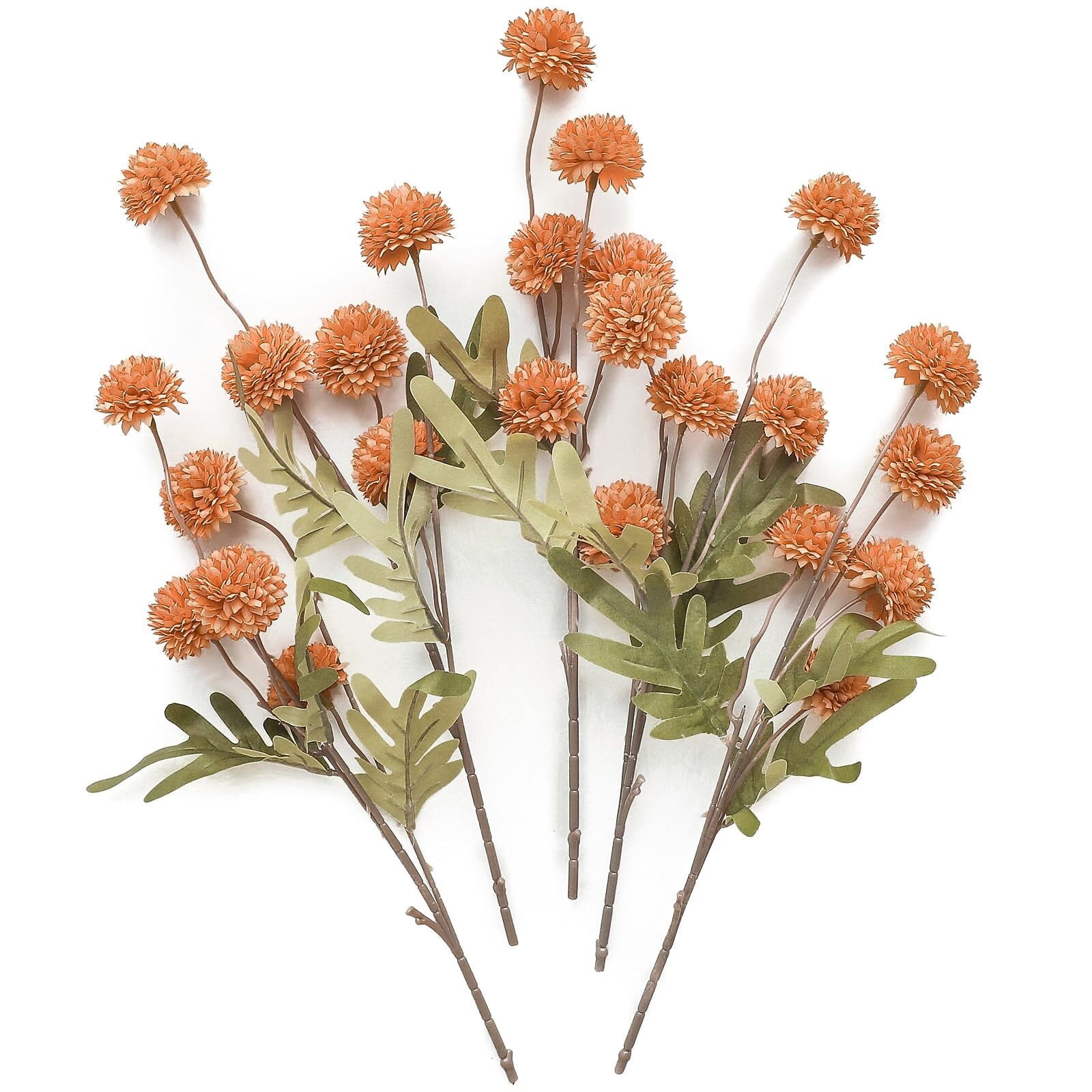 5pcs Beige Faux Silk Mums Artificial Flowers, Bulk Fake Small Mini ...