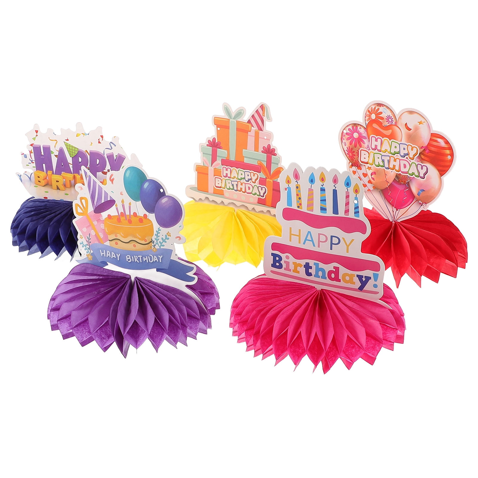 5pcs Birthday Table Toppers Honeycomb Table Centerpieces Colorful Happy ...