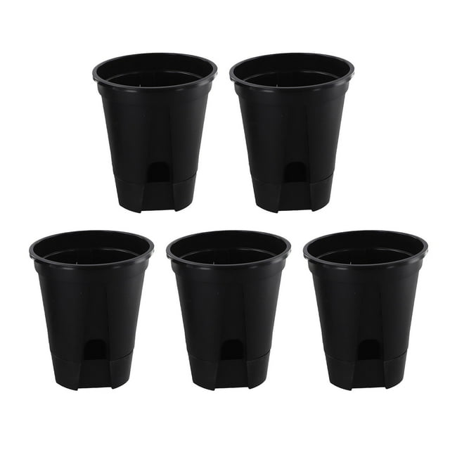 5pcs Black Flower Pots with Drainage for Indoor Outdoor Plants, Plastic ...