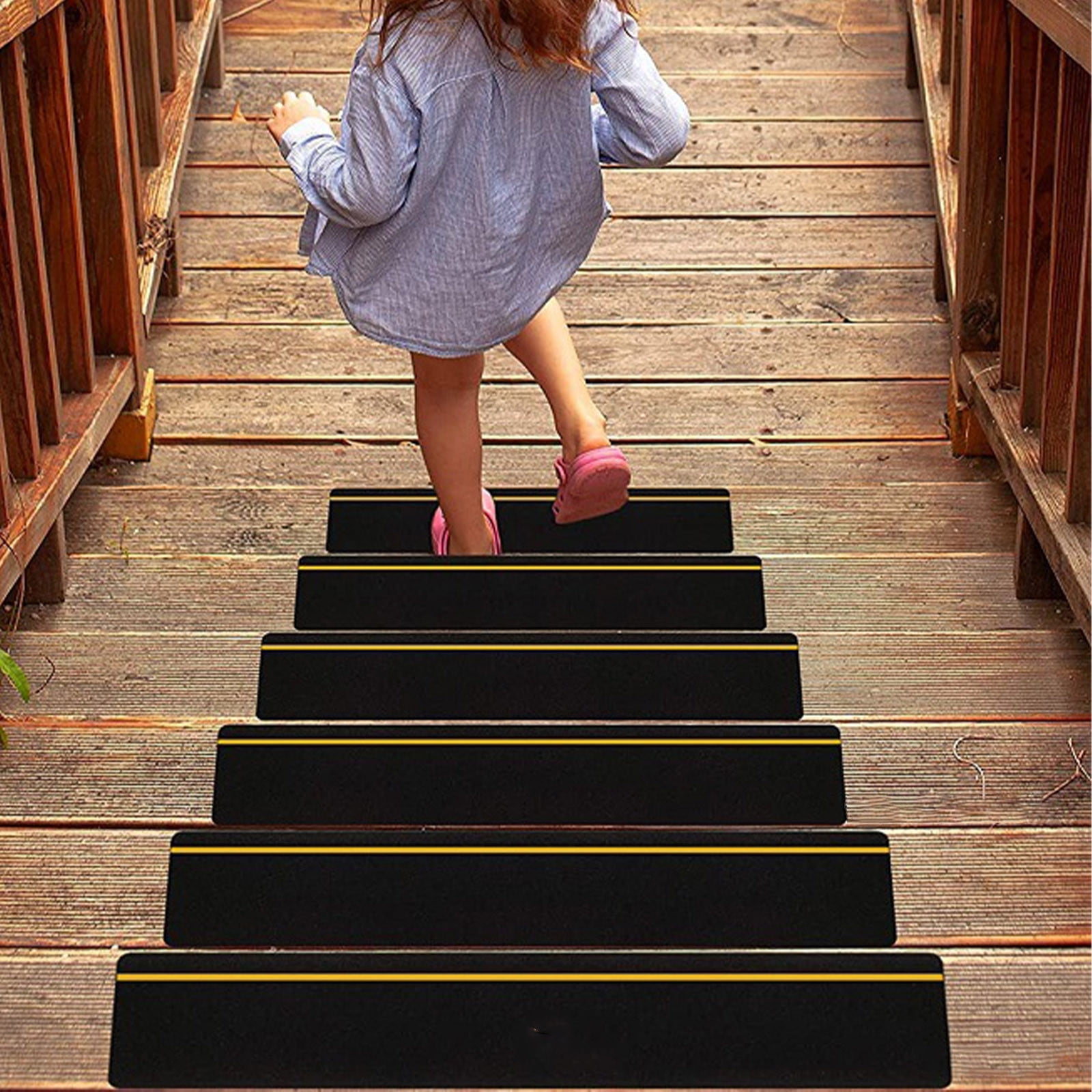 5pcs Black PVC Frosted Non-Slip Strips for Stairs - Waterproof Wear ...