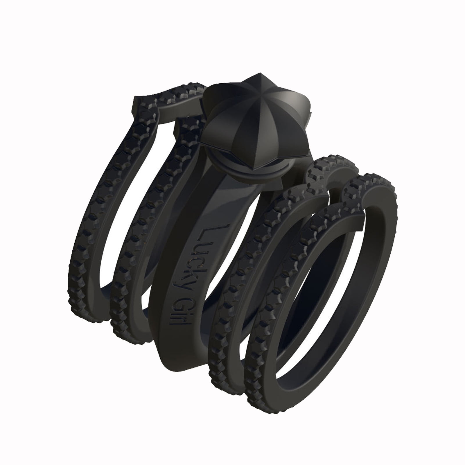 5pcs Black Silicone Ring for Women Rubber Ring Wedding Ring Sets for ...
