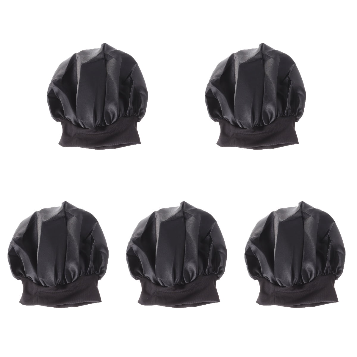 5pcs Black Sleeping Cap Wide Band Bonnet Long Hair Night Hat Cover Hair ...