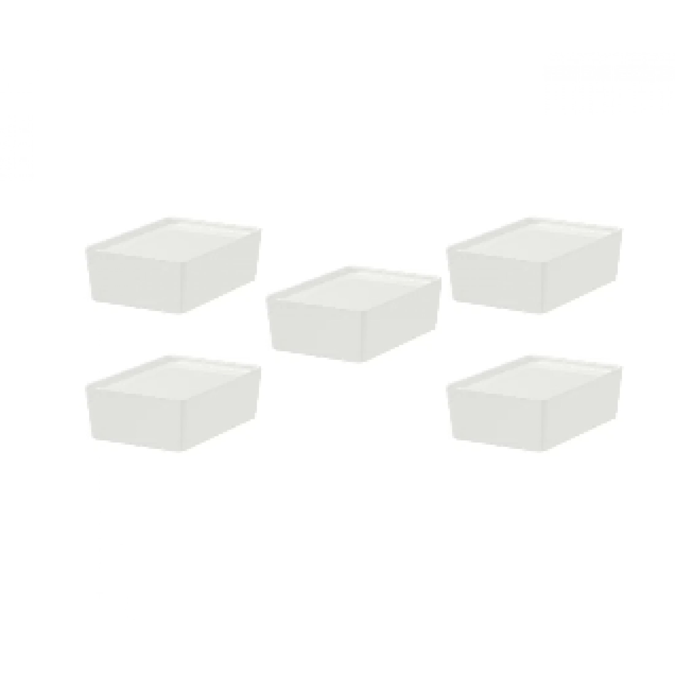 5pcs Box with lid, white, 7x10 ¼x3 ¼ inch,Plastic Storage Bins with ...