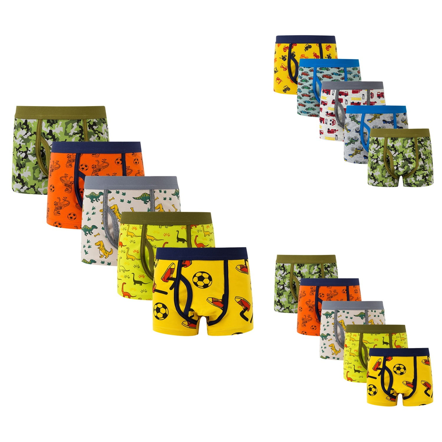 5pcs Boys' Cotton Dinosaur Cartoon Boxer Briefs Toddler Big Kids ...