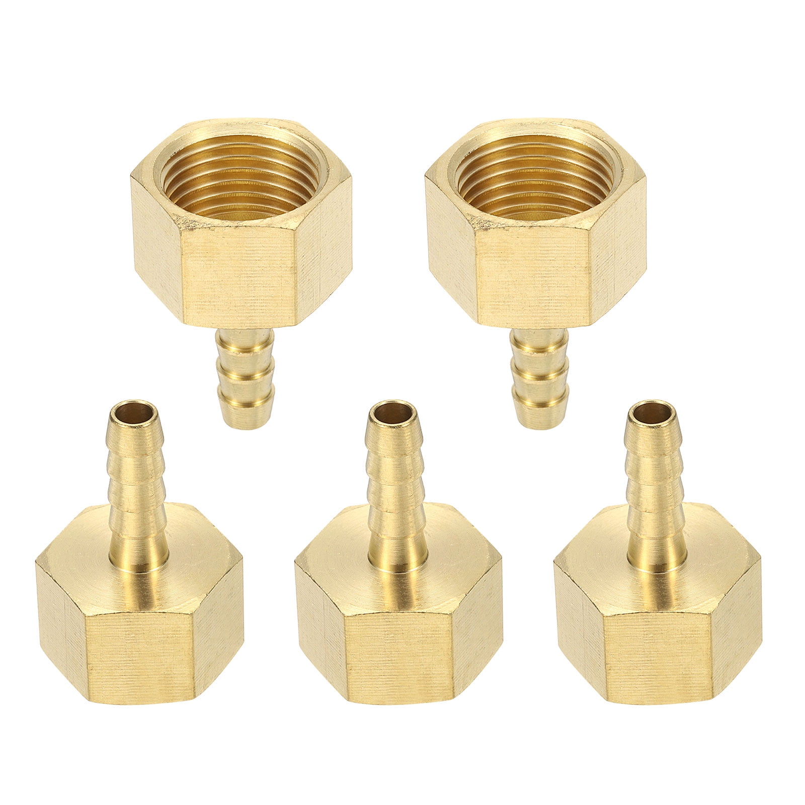 5pcs Brass Barbed Fitting 1/2" to 1/4" Female NPT Hose ID Barb Adapter ...